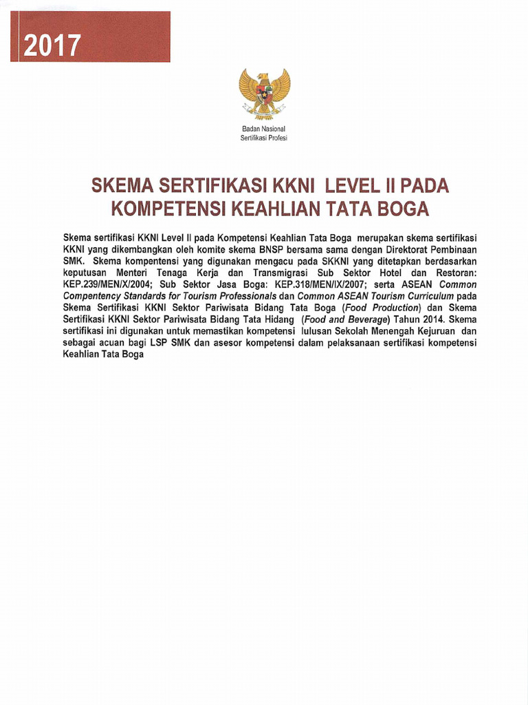 Skema KKNI Level II Tata Boga | PDF