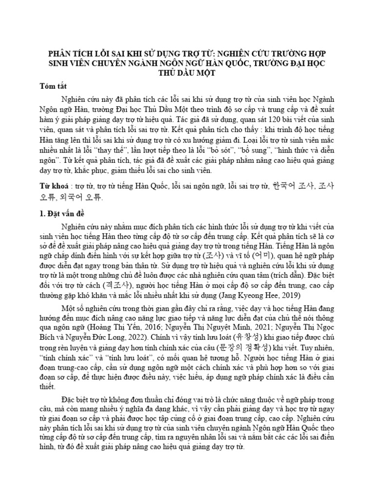Phan Tich Loi Sai Tro Tu Trong Tieng Han | PDF