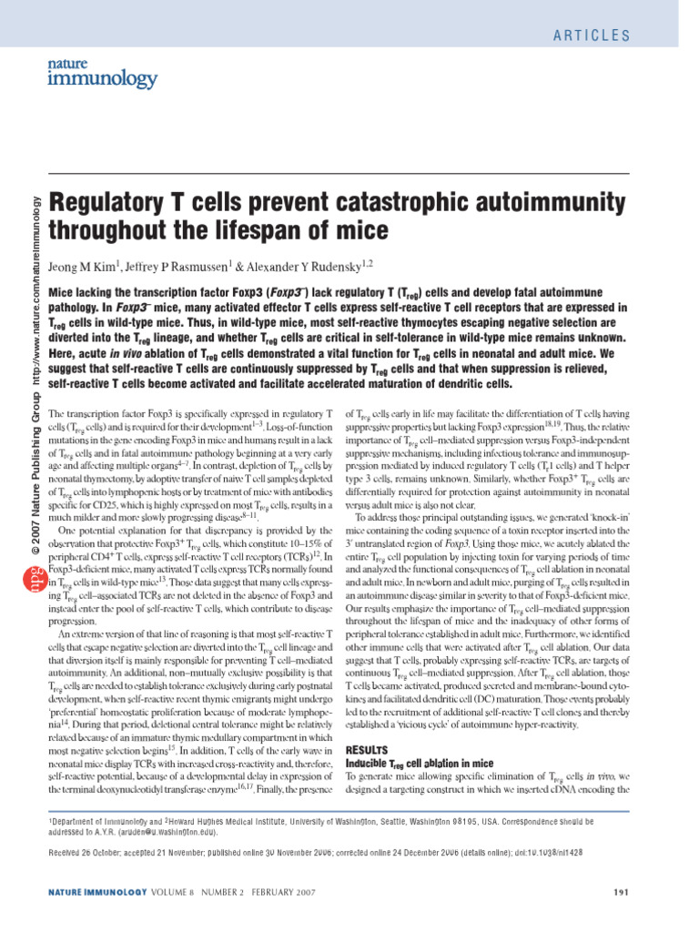 Kim 2007 Nat Immunol Regulatory T Cells Prevent Catastrophic ...