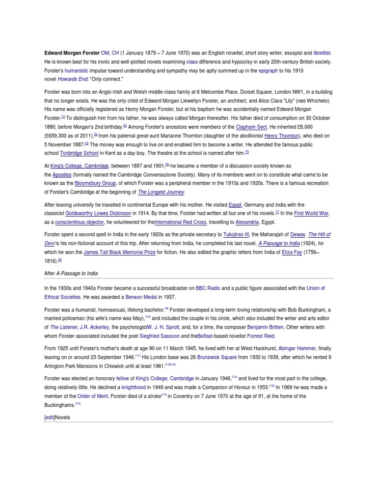Edward Morgan Forster | PDF | E. M. Forster | Novels