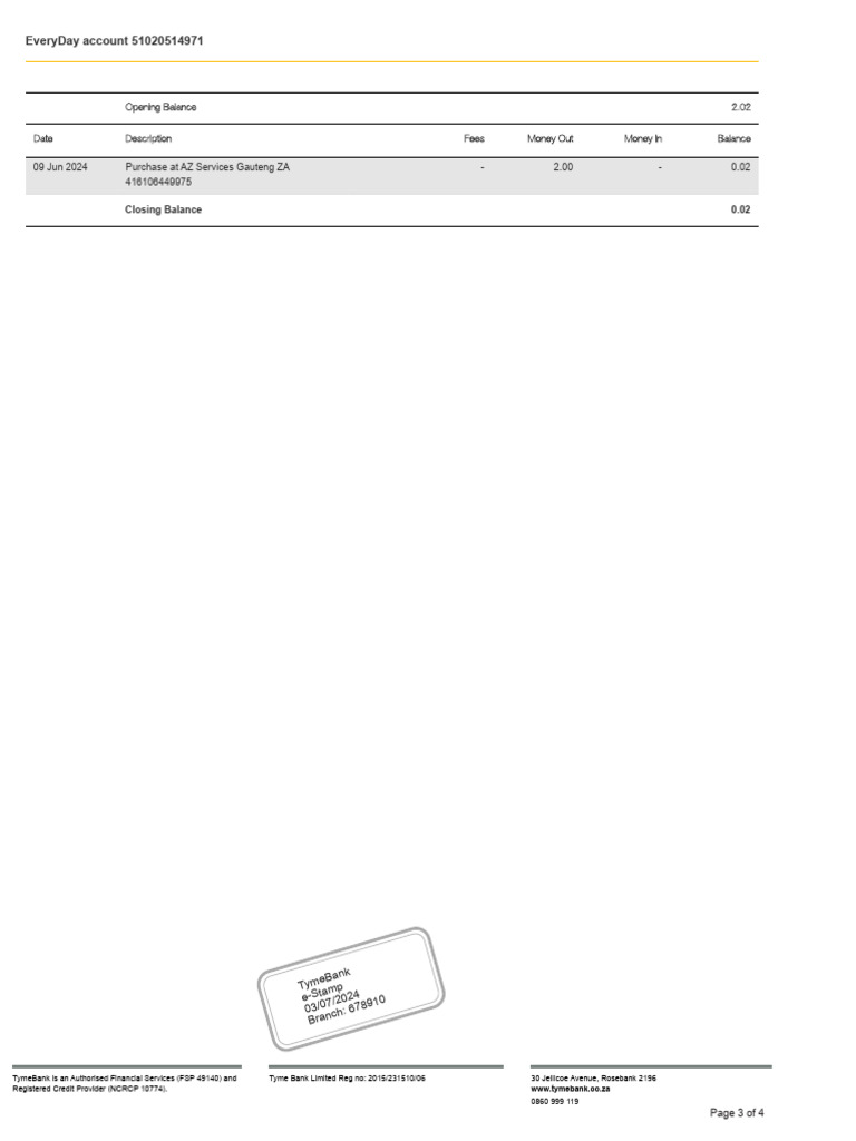 Bank Statement for TymeBank Users | PDF | Payments | Taxes