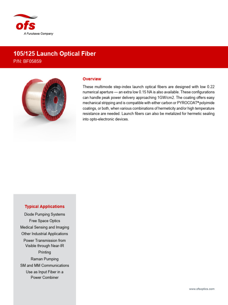 BF05859 105 125 Launch Optical Fiber Web | PDF