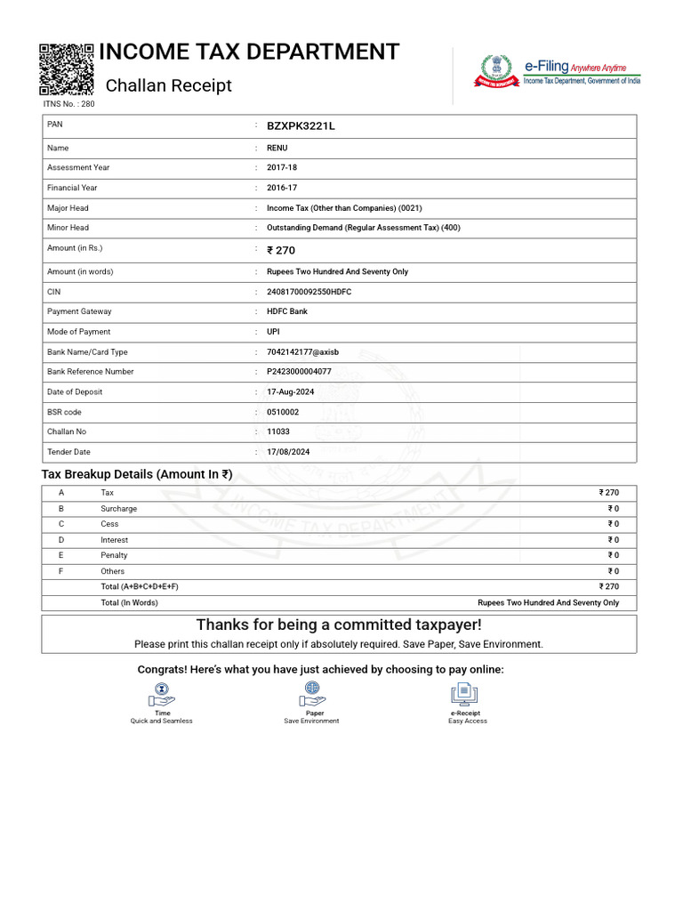 24081700092550HDFC ChallanReceipt | PDF