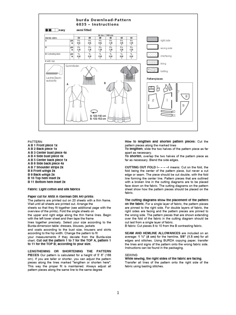 6035 Dress Instructions | PDF | Seam (Sewing) | Sewing