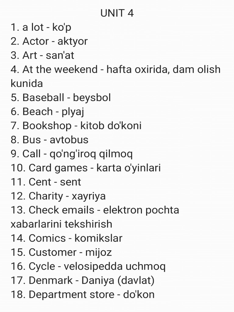 Unit 4 (Vocabulary - Tarjima) | PDF