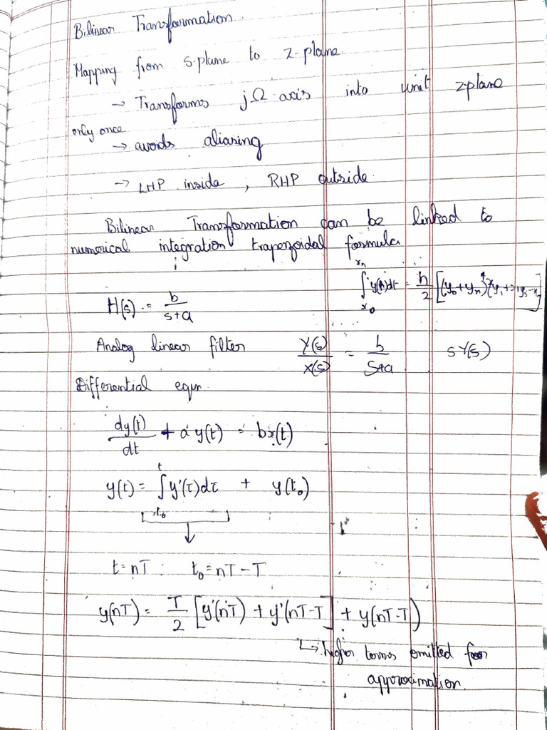 Bilinear Transformation Derivation | PDF