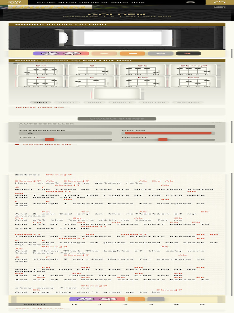 GOLDEN Ukulele Tabs by Fall Out Boy On UkuTabs | PDF