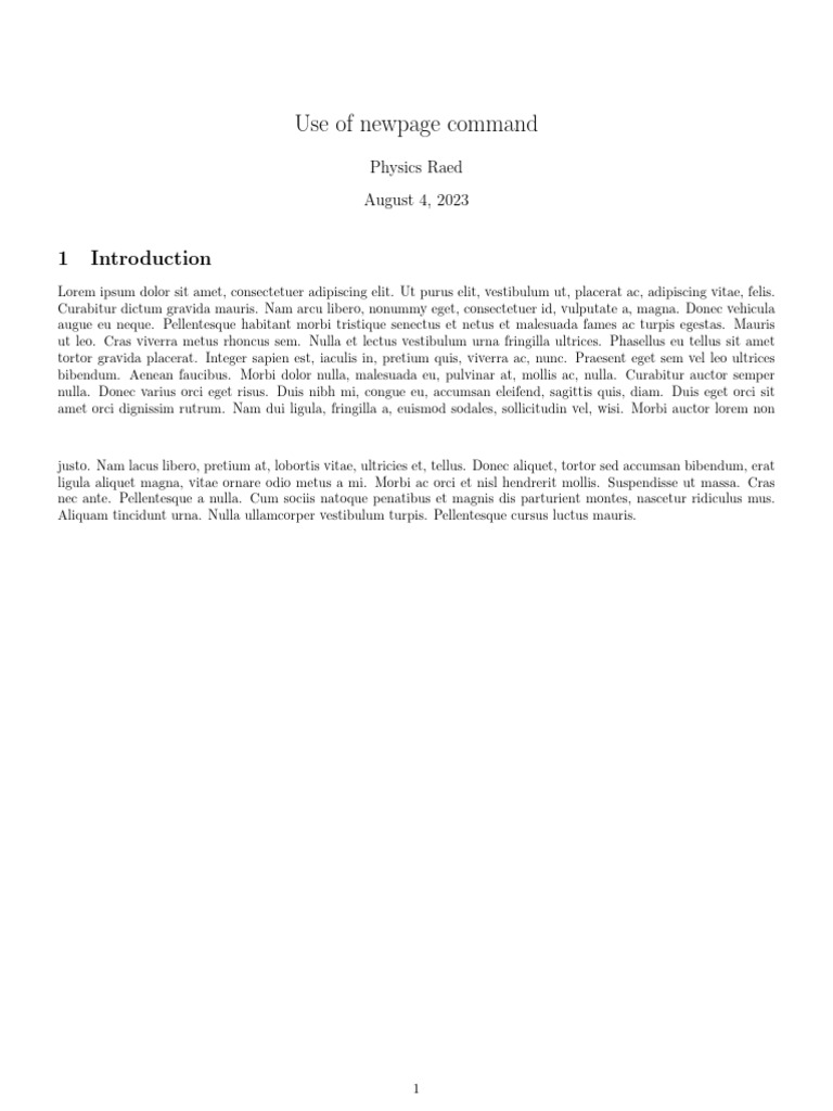 Use of Newpage Command | PDF Use of Newpage Command | PDF
