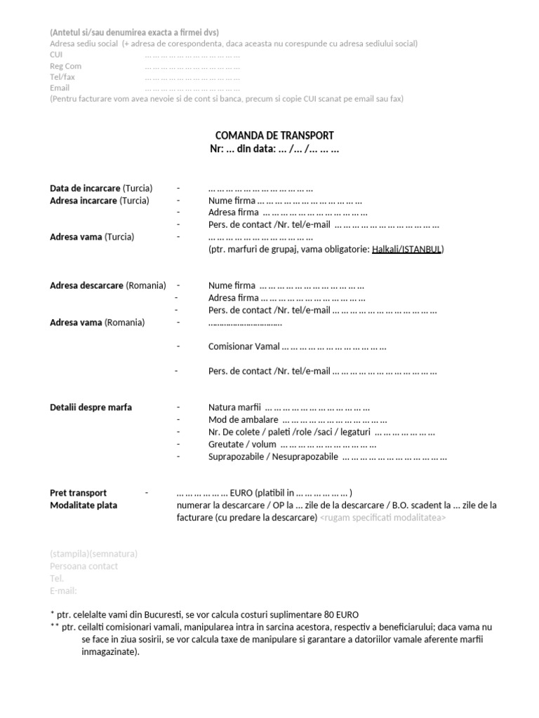 Formular Comanda 2019 FC | PDF