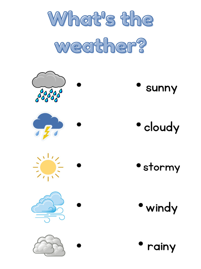 Blue Illustrative Weather Matching Worksheet | PDF