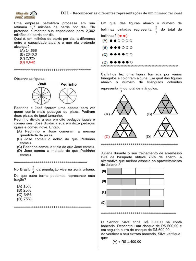D21 (9º Ano - Mat.) - Descritores | PDF | Matemática | Notação matemática
