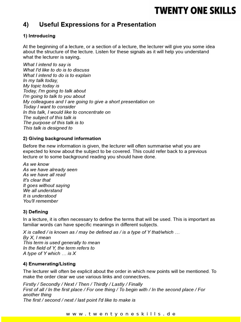 Handout 4 Useful Phrases | PDF