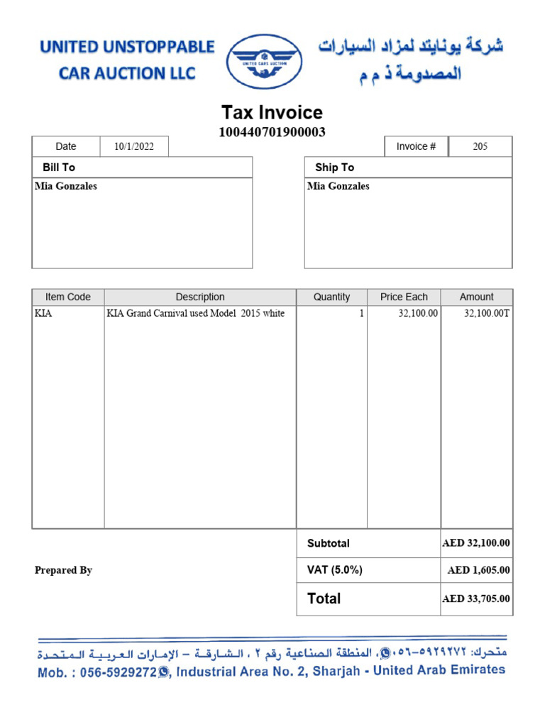 United Car Invoices Oct To Dec 2022 | PDF