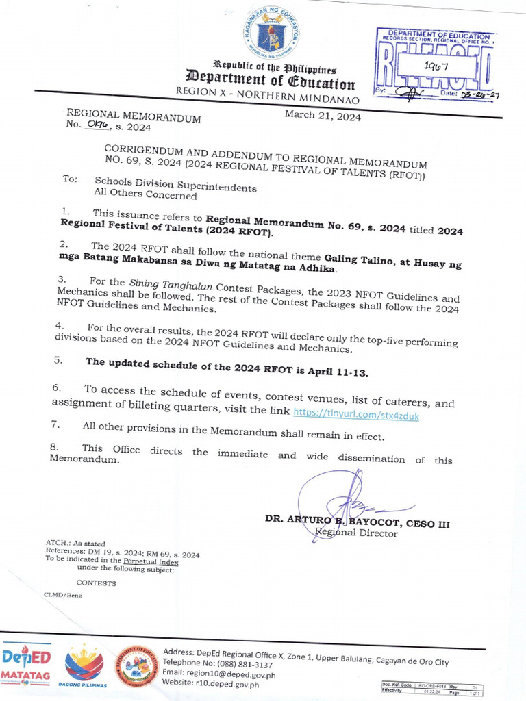 RM - 196 - Corrigendum and Addendum To Regional Memorandum No 69 s2024 ...