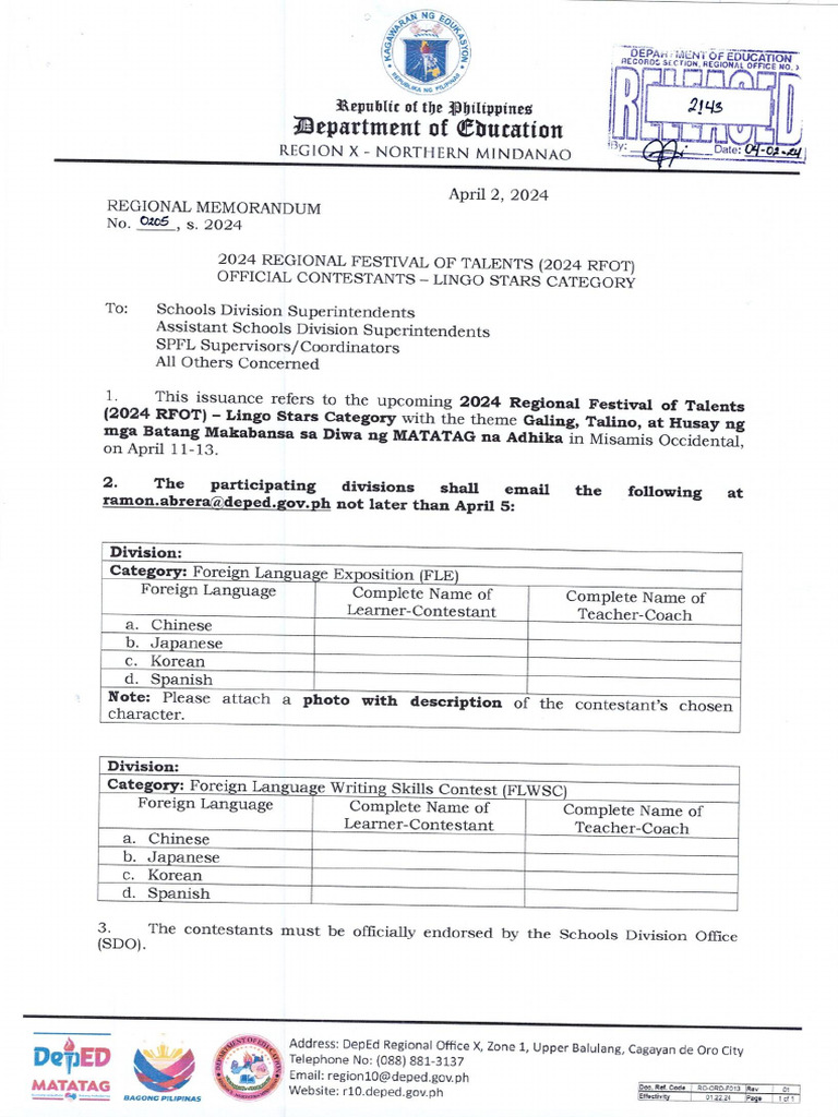 RM - 205 - 2024 Regional Festival of Talents 2024 RFOT Official ...