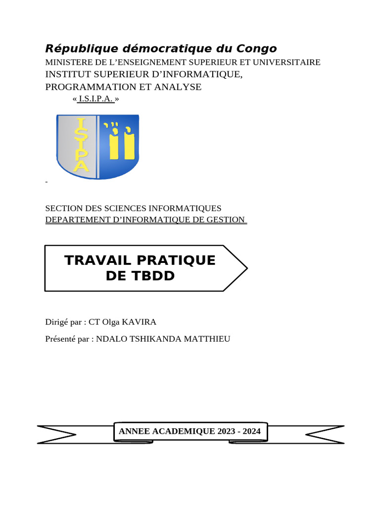 Page de Garde TP | PDF