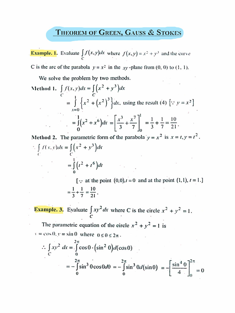 Green Gauss and Stokes Theorem1 | PDF