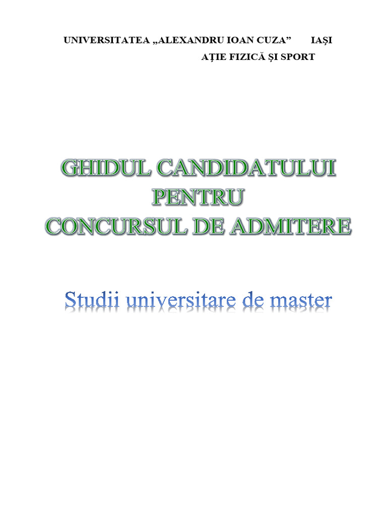 Ghid Concurs Admitere 2024 MASTER FT 17.01.2024 | PDF