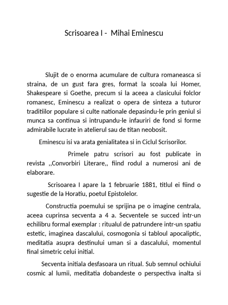 Eseu Scrisoarea I | PDF
