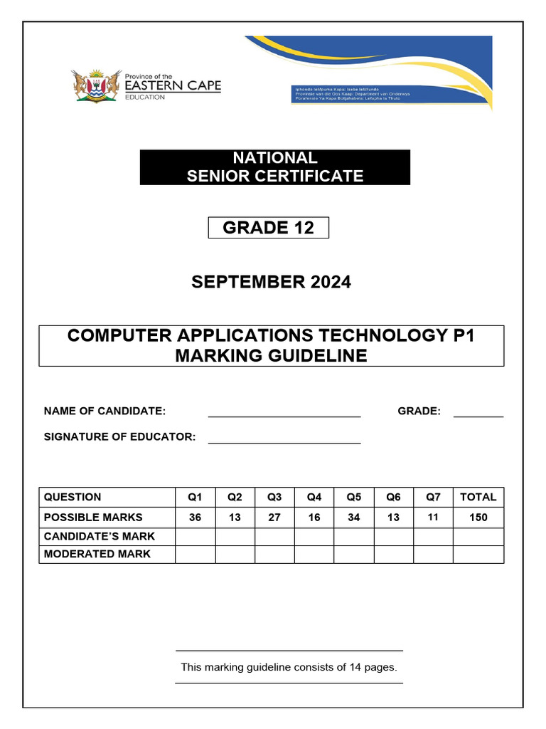 Cat p1 Memo Gr12 Sept 2024 - English | PDF