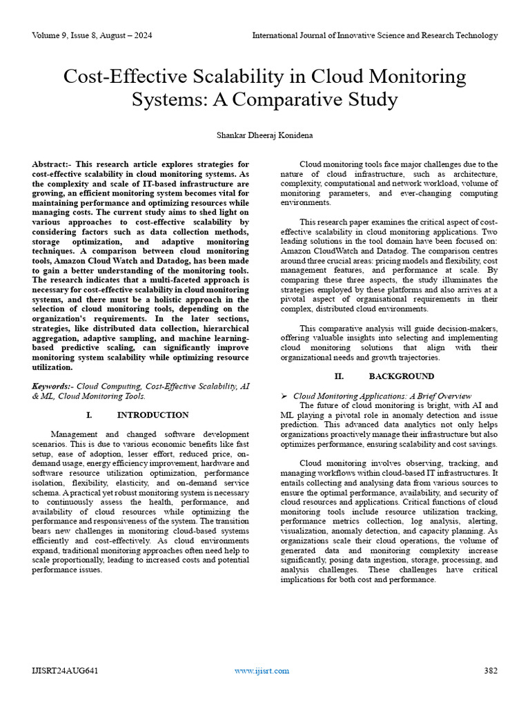 Cost-Effective Scalability in Cloud Monitoring Systems: A Comparative ... Cost-Effective Scalability in Cloud Monitoring Systems: A Comparative ...