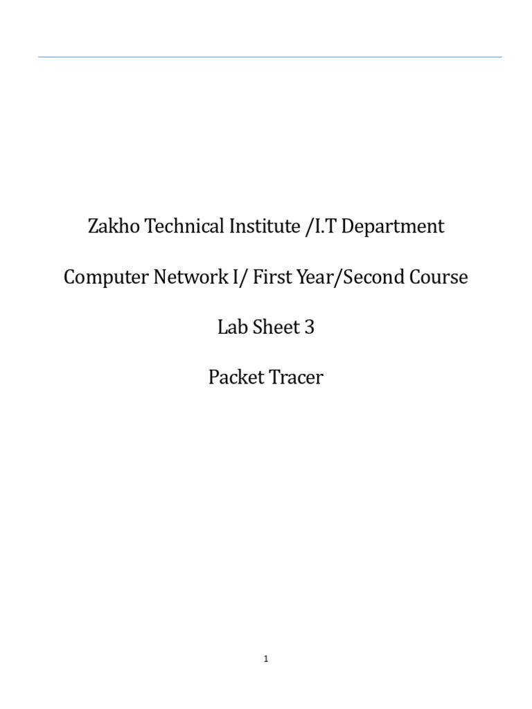 Lab Sheet No.3 Packet Tracer | PDF