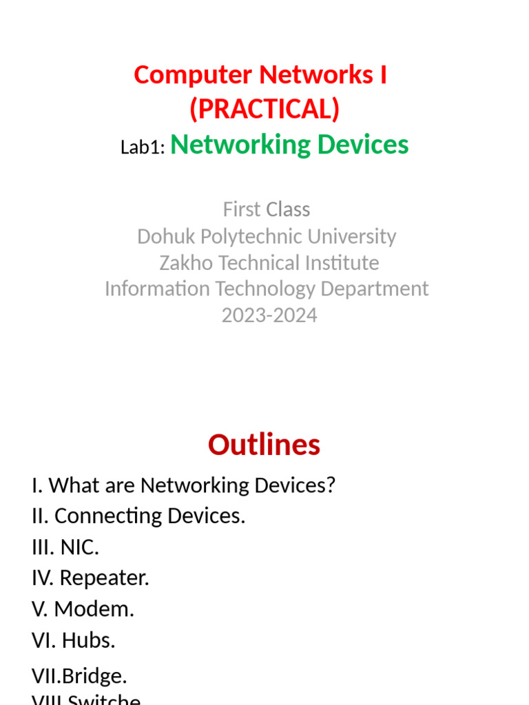 Lec.1 Networking Devices (Practical) | PDF
