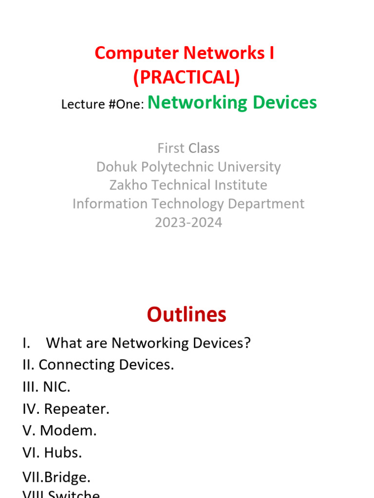 Lec.1 Networking Devices (Practical) | PDF