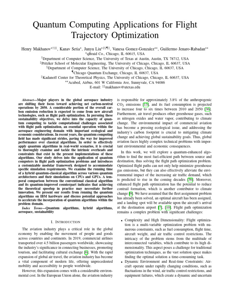 Quantum Computing Applications For Flight Trajecto | PDF