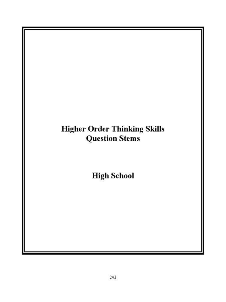 Higher Order Thinking Question Stems for Math | PDF | Teaching ...