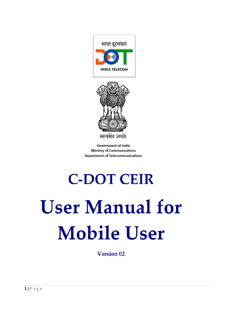 CEIR Mobile User Manual English v02 | PDF