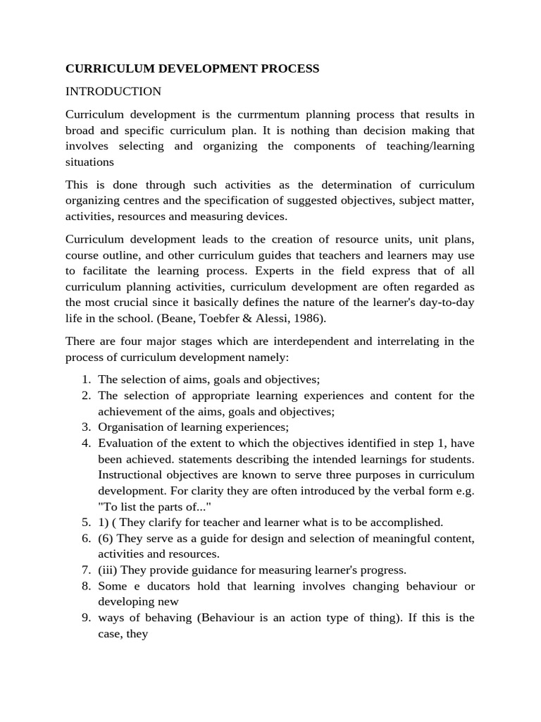 Curriculum Development Process | PDF