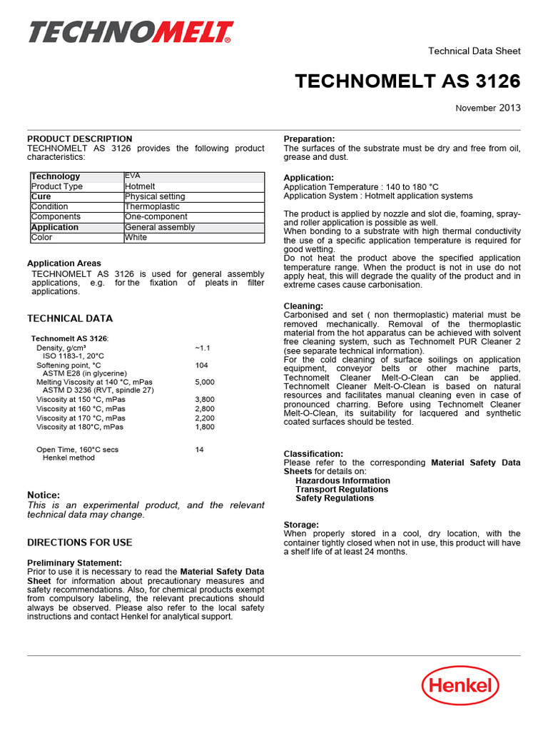Technomelt As 3126-En | PDF