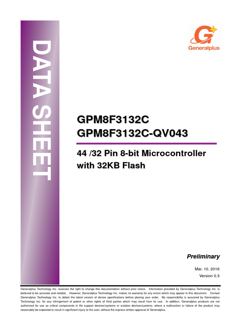 GPM8F3132C Generalplus | PDF