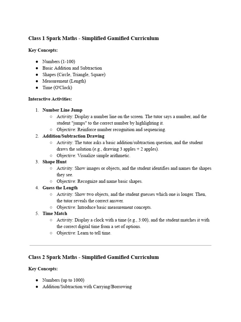 Spark Math Curriculum | PDF | Mathematics | Numbers