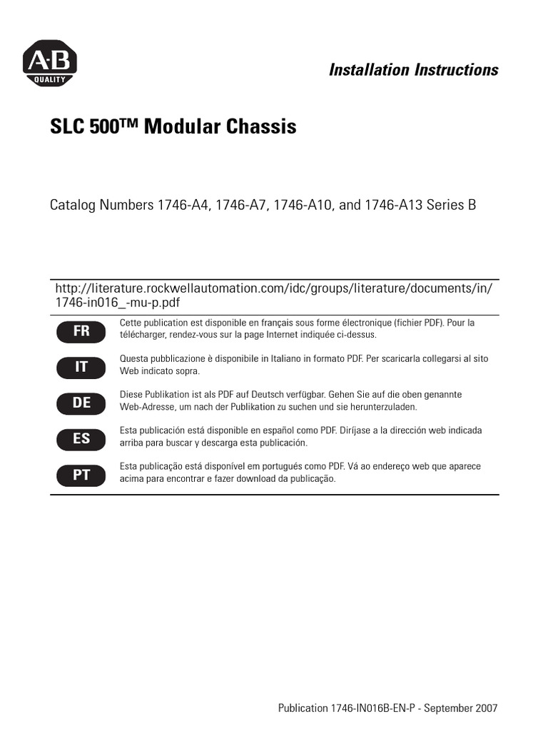 SLC 500™ Modular Chassis: Installation Instructions | PDF