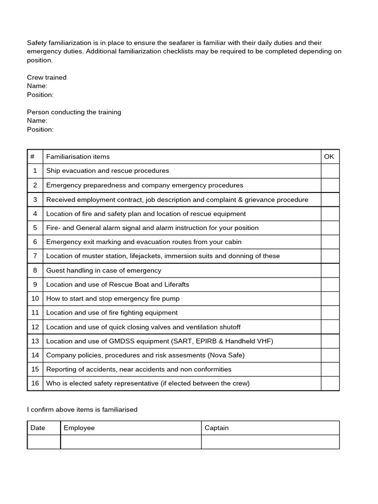 Safety Familiarization | PDF