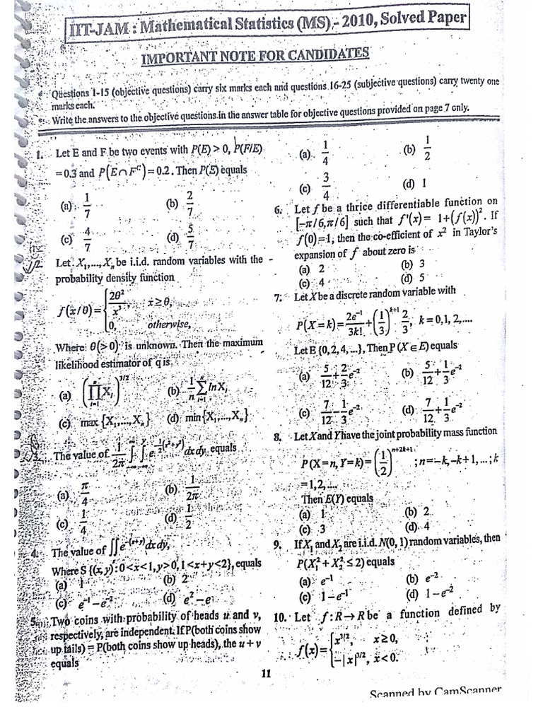 Iit Jam Solved Papers and Prectice Set | PDF