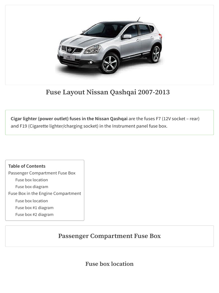 Fuse Box Diagram Nissan Qashqai _ Qashqai 2 (2007-2013) | PDF