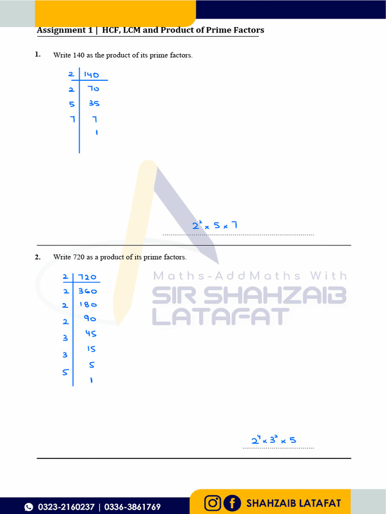 Assignment 1 - HCF Amd LCM (Solved) | PDF