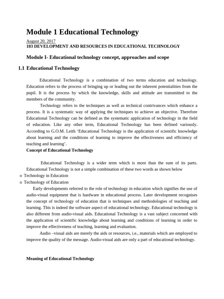 Module 1 Educational Technology | PDF