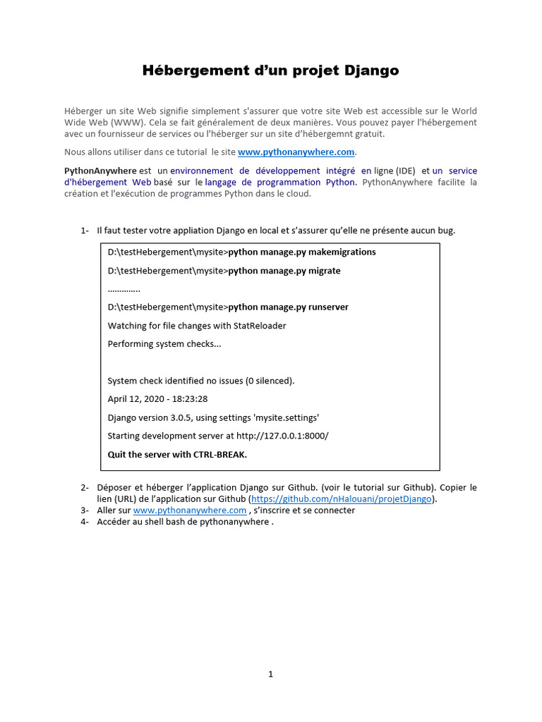 Hébergement Dun Projet Django | PDF