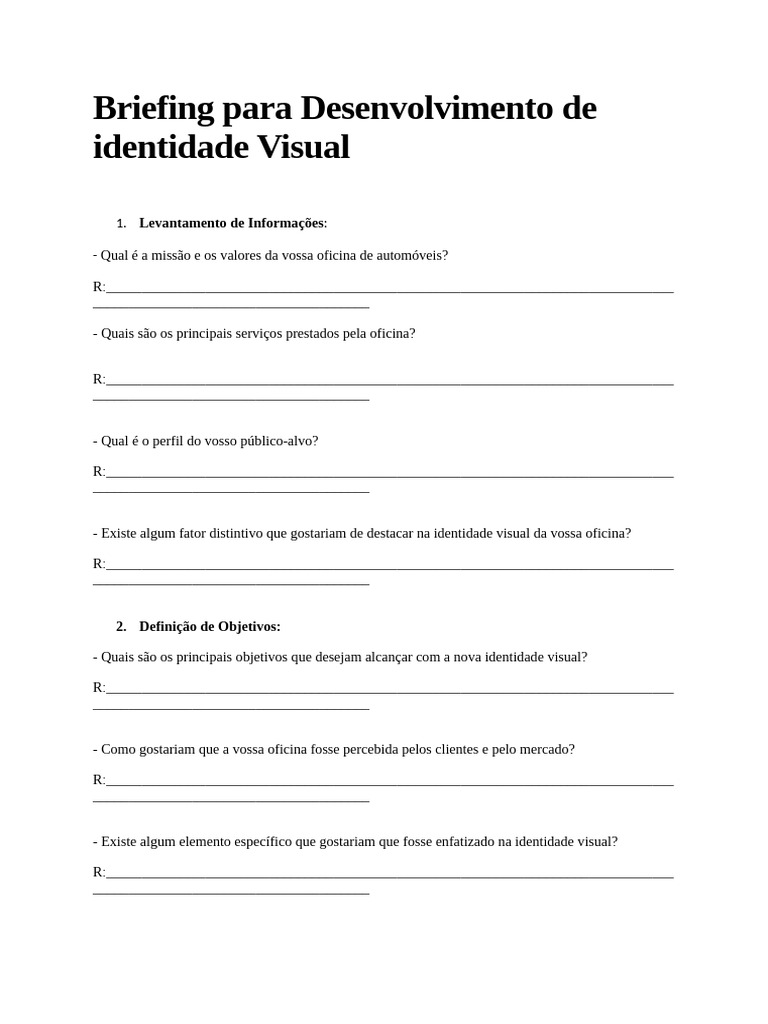 Briefing para Desenvolvimento de Identidade Visual | PDF