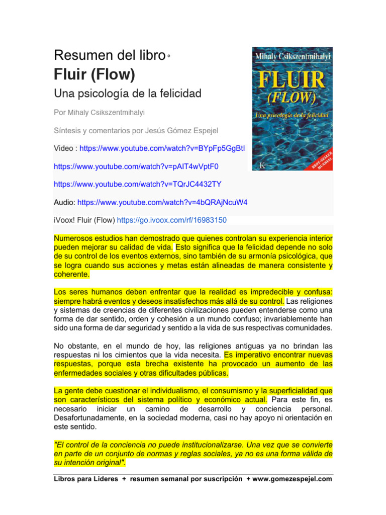 Resumen Libro o Fluir | PDF