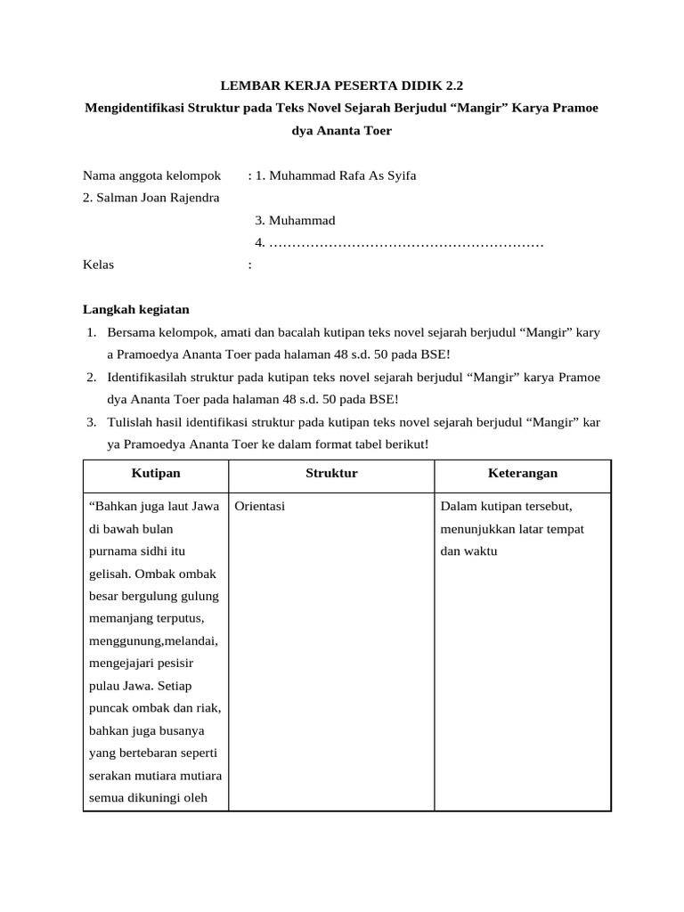 LKPD 2 Teks Atau Novel Sejarah XII MIPA 3 Rafa Muhammad Salman | PDF LKPD 2 Teks Atau Novel Sejarah XII MIPA 3 Rafa Muhammad Salman | PDF