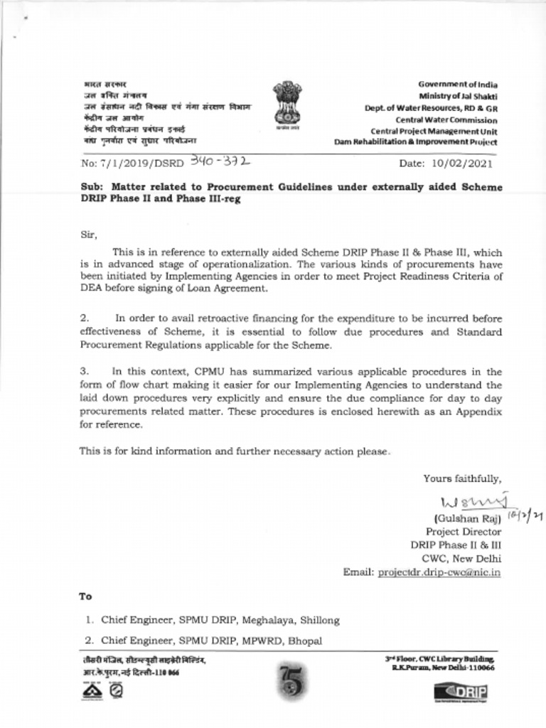 Cpmu Procurement Regulations For DRIP | PDF
