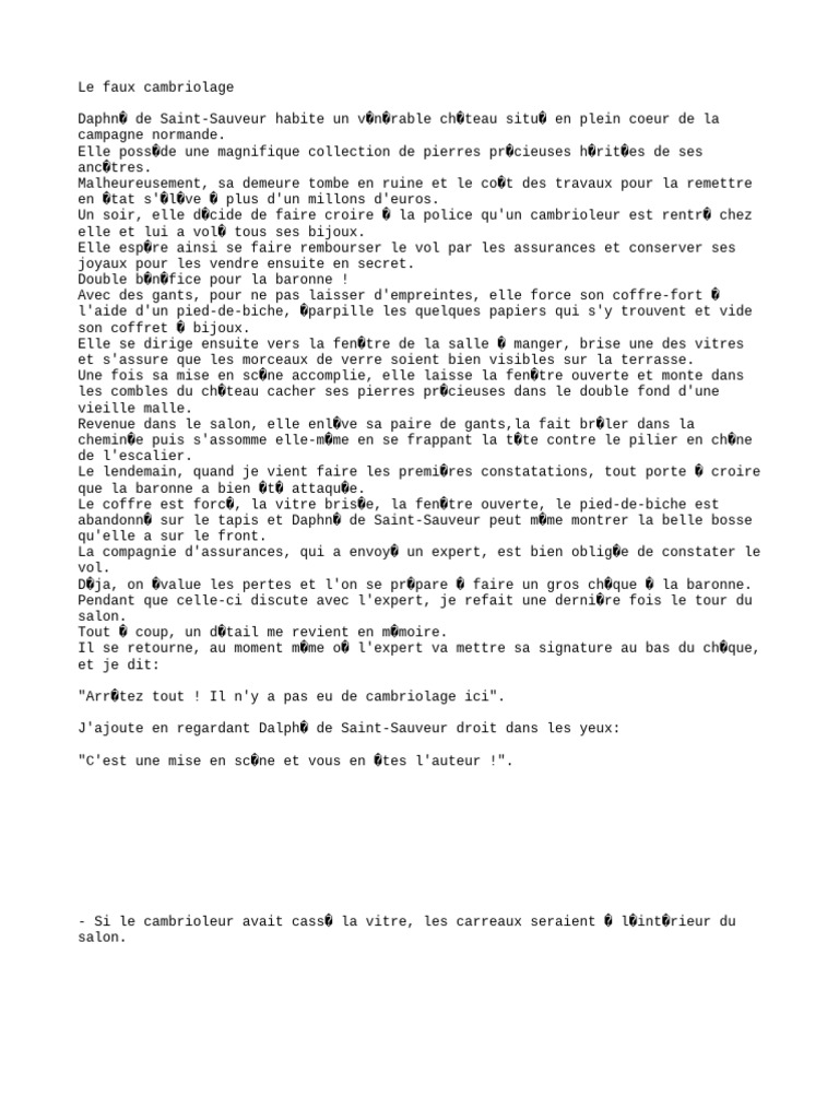 Le faux cambriolage | PDF