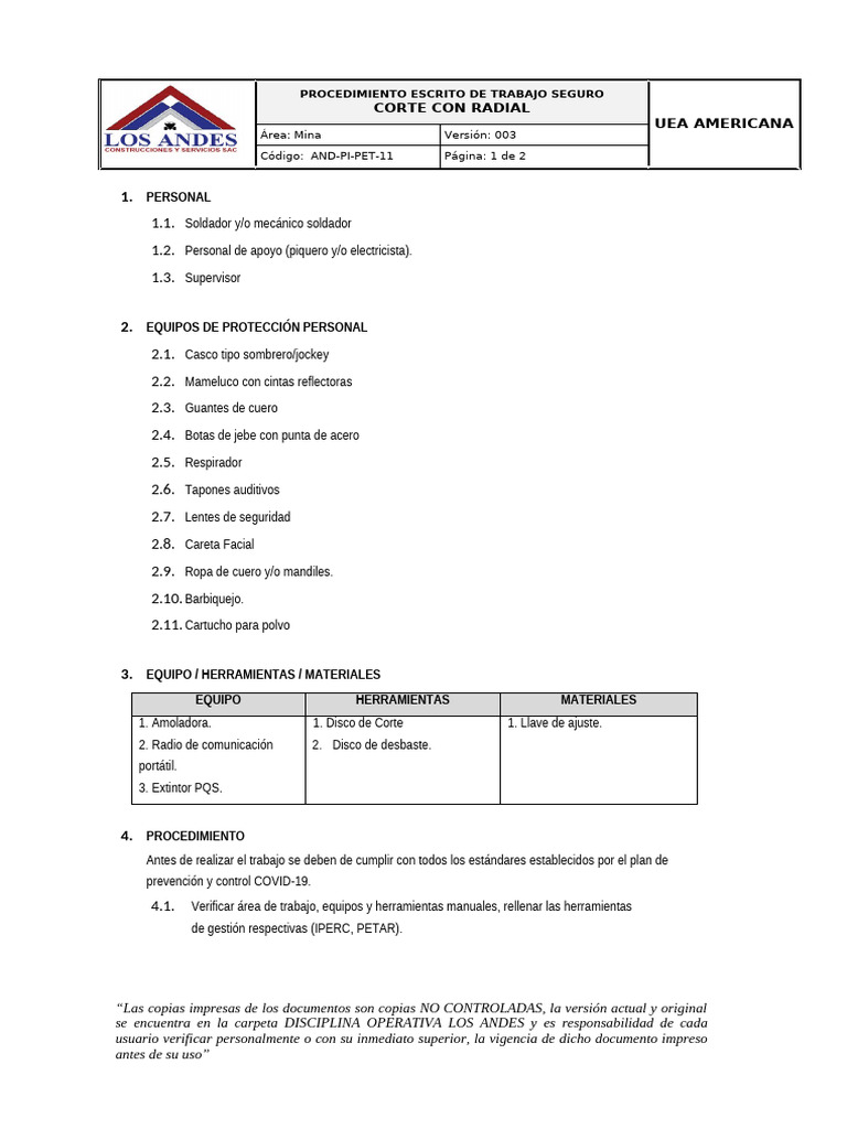 And-Pi-Pet 11 Corte Con Radial | PDF