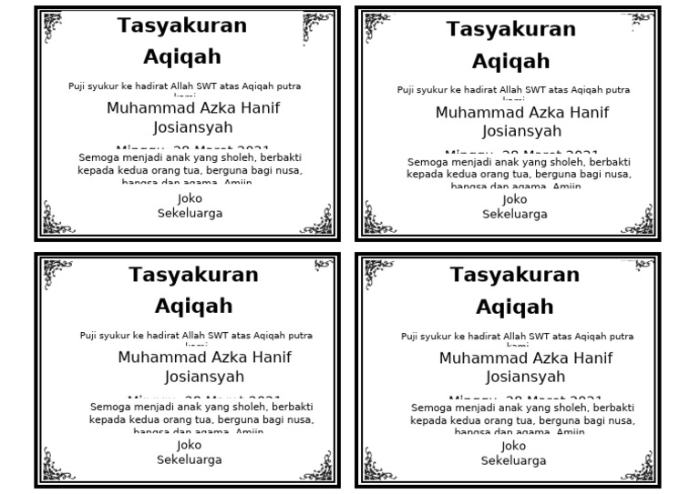 Undangan Khitan Kardus Ojik | PDF