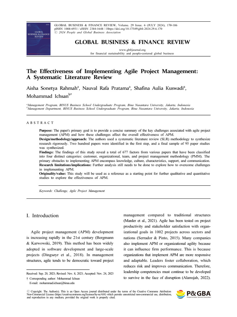 The Effectiveness of Implementing Agile Project Management - A ...